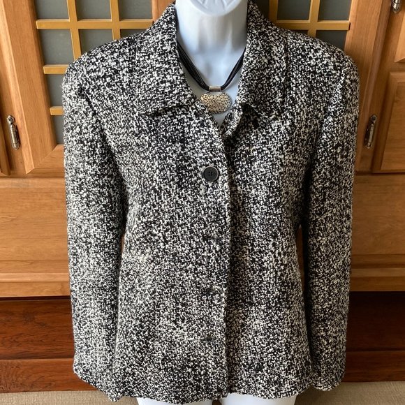 Coldwater Creek | Jackets & Coats | Coldwater Creek Black White Tweed ...